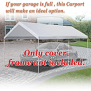 Strong Camel Outdoor 10x20 Replacement Canopy Roof Cover Valanced Carport Covers (Valance Tarps, White)