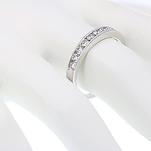 Vir Jewels 3/4 carat (ctw) Diamond Wedding Anniversary Band for Women, Half Eternity Round Diamond Engagement Ring 14K White Gold Channel Set 0.75 cttw, Size 5.5