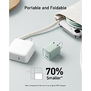 USB C GaN Charger 30W, Anker 511 Charger (Nano 3), PIQ 3.0 Foldable PPS Fast Charger for iPhone 15/15 Pro/14/14 Pro Max/13, Galaxy, iPad (Cable Not Included)-Phantom Black