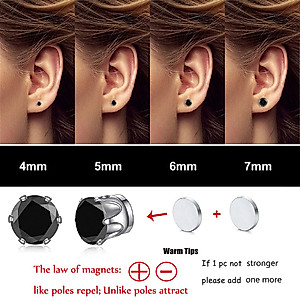 Spiritlele Colorful CZ Magnetic Earrings Set Crystal Clip on Non Pierced Earrings Fake Stud Earrings for Women Men