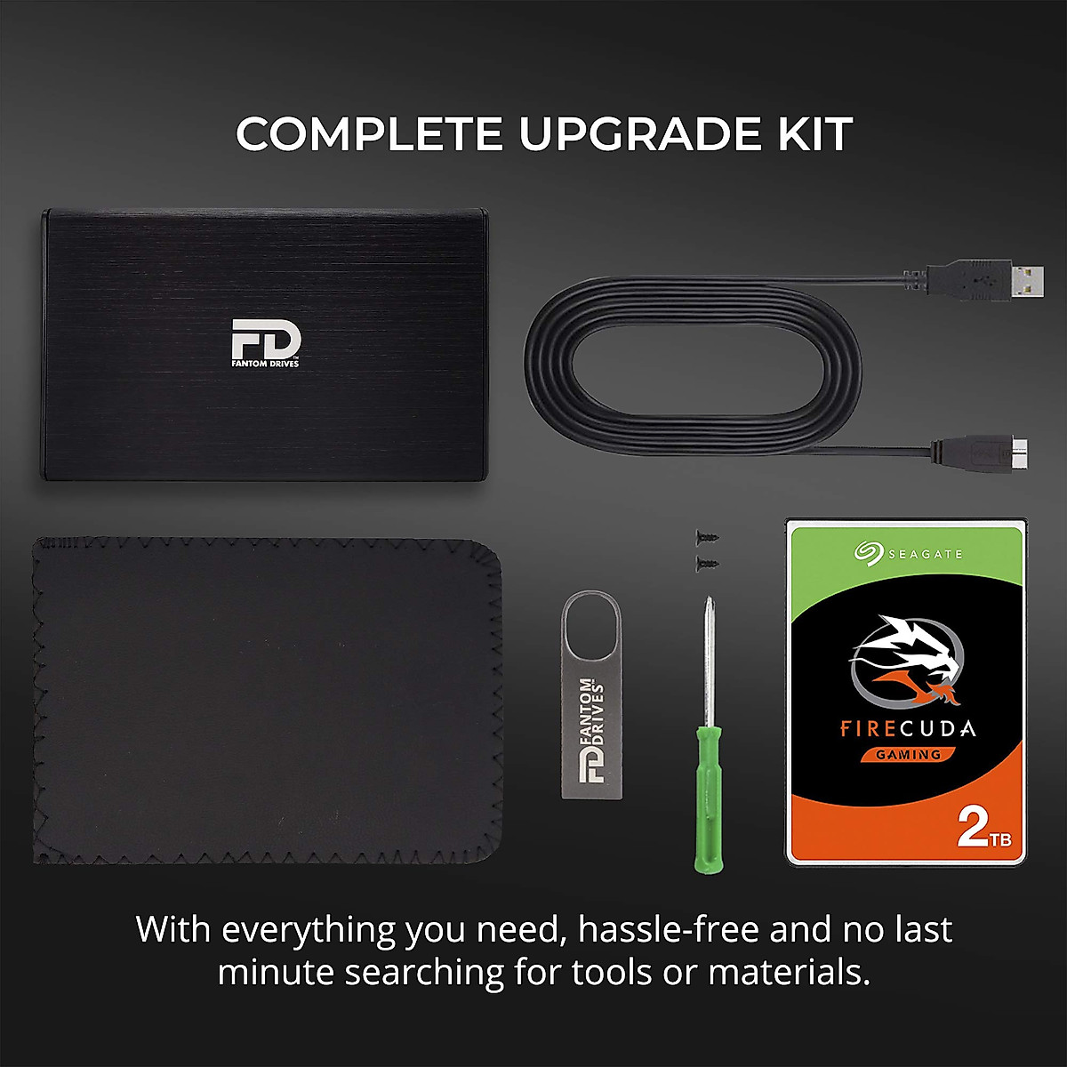 Fantom Drives (Solid State Drive Upgrade Kit - Compatible with PlayStation 4, PS4 Slim, and PS4 Pro, 2TB SSD + 16GB