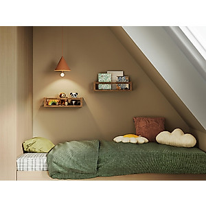 TidyCorner Upgraded Thick Floating Shelves - Multi-Use Wall-Mounted Bookshelves for Kids and Nursery, Ideal for Books, Toys, Spice Rack, Decor - Walnut Brown