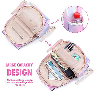 Junlion Vintage Backpack Gift for Girls Marbled School Bag College Daypack Travel Rucksack with USB Charging Port