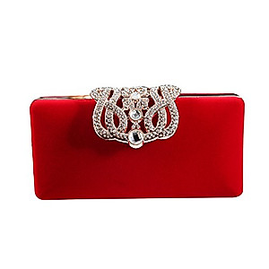 Generic Womens Evening Cocktail Wedding Party Handbag Clutch Purse Wallet, Red, 16x9x5cm