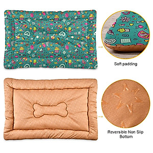Coikll Cartoon Doodle11 Pet Bed Pad Soft Dog Bed Mat with Anti-Slip Bottom, Machine Washable Crate Pad Mattress for Dog Sleeping- 24 * 18inches