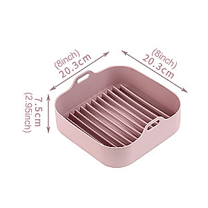 Air Fryer Silicone Pot, Air Fryer Replacement Basket, 8x8x2.95 inch Square Silicone Air Fryer Basket for Paper Liners, Silicone Bowl For Air Fryer Oven Accessories