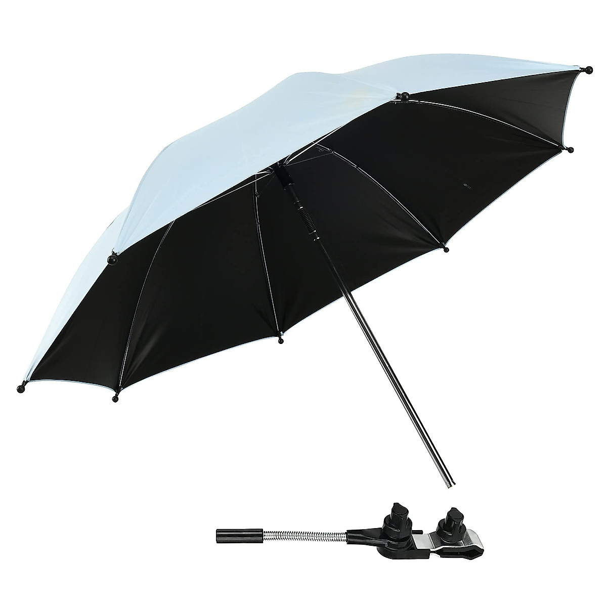 Baby Strollers Umbrella with Adjustable Clamp,Children Buggy Sun-Proof Parasol with Clip On UPF 50+ Great for Pushchair Pram (Blue)