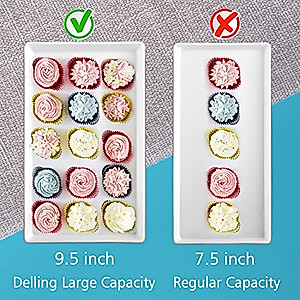 Delling Large Serving Platter, 16" x 9.5" Large Serving Tray, White Rectangular Porcelain Platters for Serving Food, Serving Trays for Party, Entertaining, Appetizer, Charcuterie, Snack - Set of 3