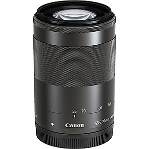 Canon EF-M 55-200mm f/4.5-6.3 is STM Lens (Black) (9517B002) + Filter Kit + Backpack + 64GB Card + Card Reader + Flex Tripod + Memory Wallet + Cap Keeper + Cleaning Kit + Hand Strap + More (Renewed)