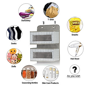 VERONLY Over the Door Hanging Organizer with 5 Large Pockets 1 Pack+ Adjustable Cosmetic Drawer Organizer for Bathroom Storage Set of 3