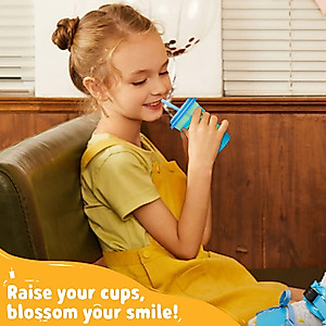 Meoky Color Changing Cups with Lids and Straws - 12 Pack 12 oz Plastic Tumblers with Lids and Straws Bulk, Kids Cups with Straws and Lids for Girls Boys Party Smoothie, Reusable Cute Cups (Childhood)