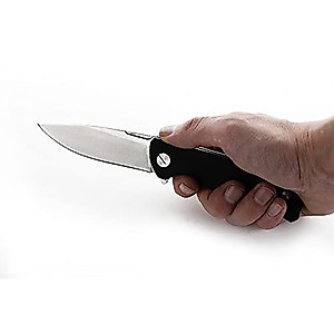 IVTT Survival Outdoor Folding Knife, EDC Multi Tool, Stainless Steel Blade with Satin Polished, G10 Handle, Bearing System, Good for Paring, Camping, Hiking, Cycling(Black)