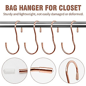 Zreneyfex 12 pcs Rose Gold Purse Organizer for Closet with Unique Twisted Hook Design