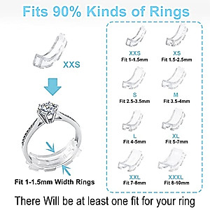 Invisible Ring Size Adjuster for Loose Rings Women Men-8 Pack 8 Sizes,Jewelry Ring Size Adapter Reducer Spacer Jewelry Guard for Any Thin Wide Rings