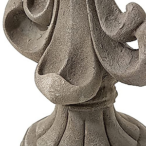 Glitzhome Fleur De Lis Garden Statue, 27.25 Inch, Concrete Grey