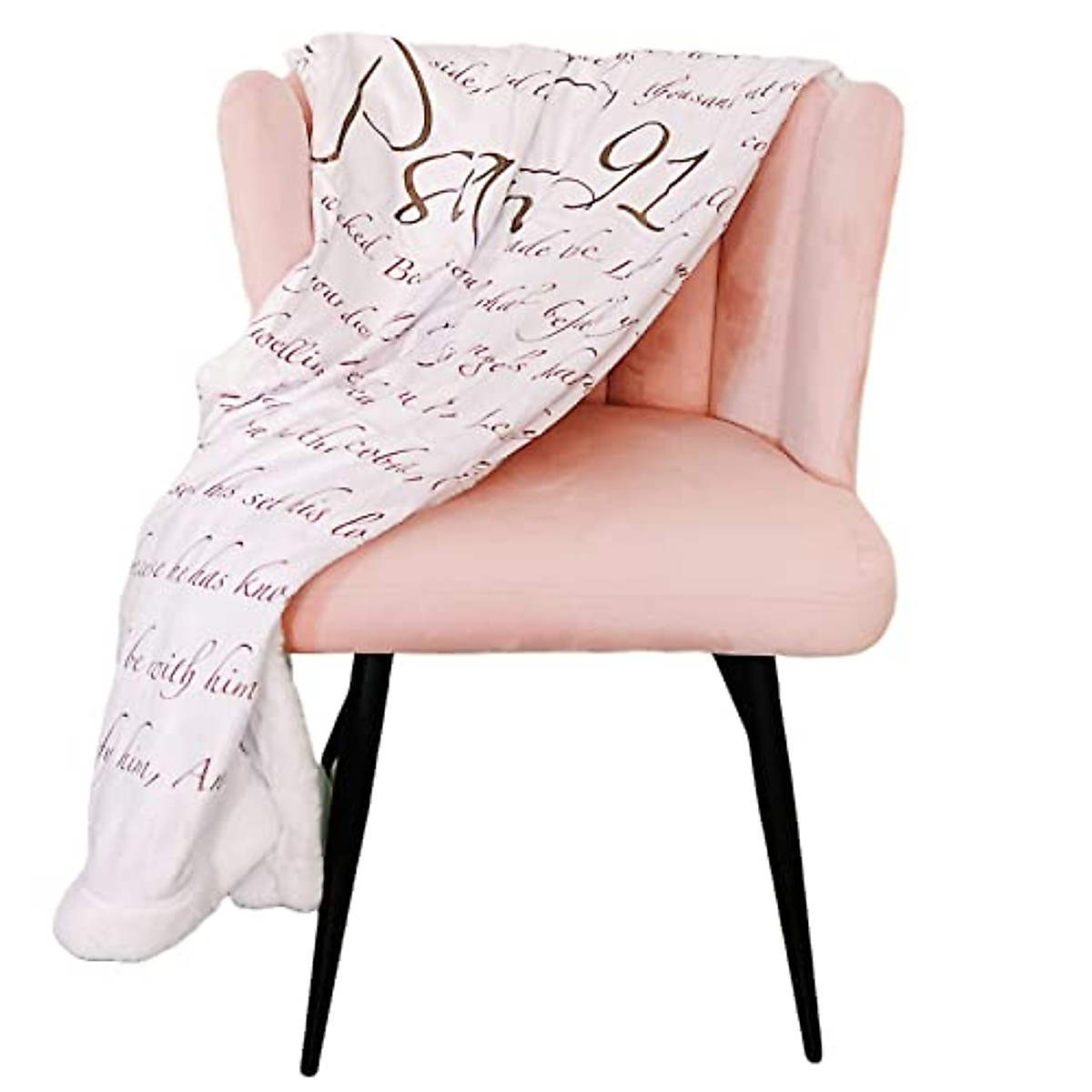 Edenia Psalm 91 Throw Blanket for Women, Soft Cozy Plush Faux Fur - Inspirational Christian Gift for Baptism Healing Get Well Soon Sympathy (White)