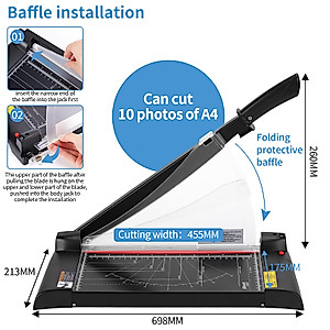 Paper Cutter,Laser Positioning Paper Cutter,Paper Cutter Guillotine with Safety Blade Lock 12” 10 Sheet Capacity, Paper Trimmer with Metal Base Paper Cutting Board for Home, Office,School