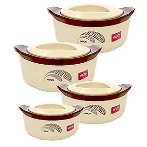 MILTON Plastic Floral Casserole - 2500ml, 4 Piece, Brown