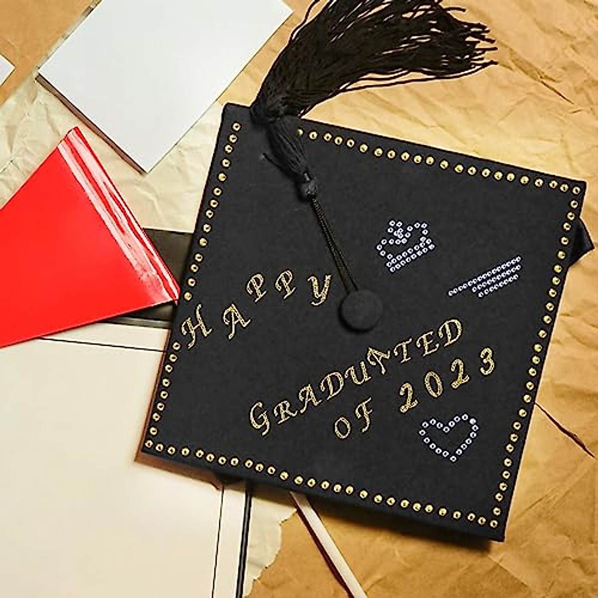 28 Pieces Graduation Cap Decorations Kit, Letter Stickers, 6 Letter Stickers 6 Digital Stickers 16 Rhinestone Stickers Suitable for Graduation Cap DIY Greeting Cards Gift Box Decoration