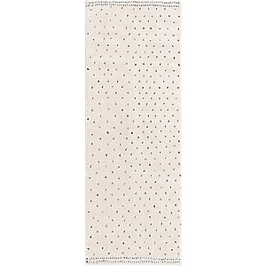Hauteloom Julie Living Room, Bedroom Shaggy Area Rug - Spotted Polka Dot Carpet - High Pile, Soft Touch, Shag - Black, Cream - 7'10" x 10'