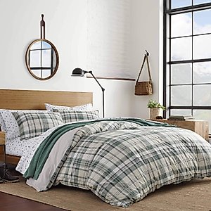 Eddie Bauer - Twin Duvet Cover Set, Cotton Reversible Bedding with Matching Sham, Plaid Home Decor for All Seasons (Timbers Evergreen, Twin)