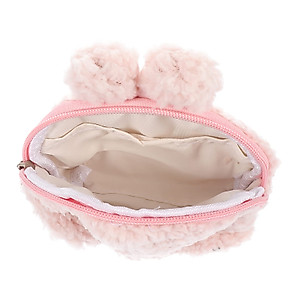 Rabbit Coin Purse Small Plush Purse Zipper Money Wallet Stuffed Handbag for Girls Women Birthday Easter Christmas Party Pink