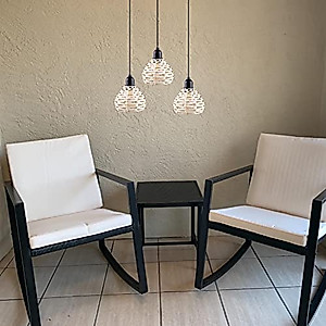 3 Pack Outdoor Battery Operated Chandelier, Small Hanging Rattan Pendant Lights with Remote Control Timer, Warm White Waterproof Lamps for Gazebo Yard Porch Patio Garden Backyard Decor, ALL FORTUNE