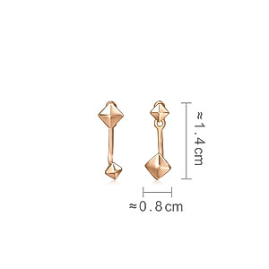 CHOW SANG SANG Delicate Gold 18K Rosk Gold Square Rivet Front Back Earrings for Women 92812E