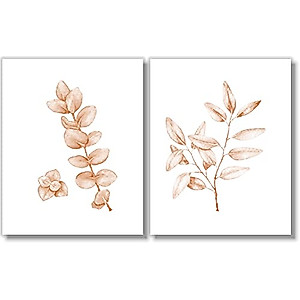 Botanical Prints Wall Art - Watercolor Eucalyptus Leaf Prints (Set of 4) - 8x10 - Unframed