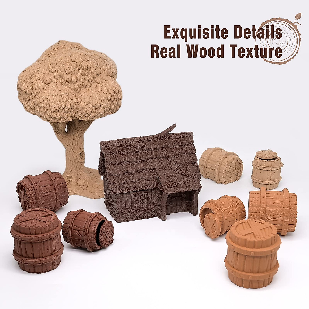 OVV3D Wood 3D Printer Filament Bundle, Wood PLA Filament 1.75mm Bundle, Wood Filament More Than 30% Real Wood Fiber, Walnut, Oak, Cherry, Teak, 1.75 PLA Filament 3D Printing Filament, 200g X 4 Pack