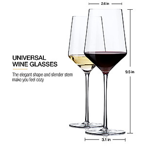 OJA White Wine Glasses Set of 4- Modern Crystal Hand Blown Wine Glass-15 oz,Thin Rim,Long Stem,Perfect for Red or White,Daily Use,Unique Wedding Anniversary or Birthday Gift