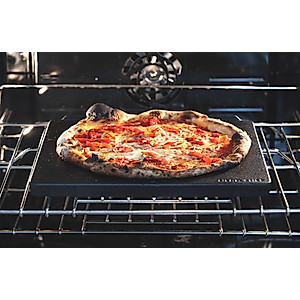 NerdChef Speed Steel - High Performance Pizza Baking Stone | Integrated Backstop & Handles | Heating Fins (13.5" x 14.5" x .90" Thick)