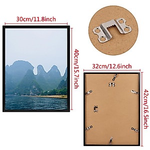 CABAX 12x16 inch Diamond Painting Picture Frames, Compatible With 30x40 Diamond Painting Arts or Photos or Posters, Black Frame with Acrylic Protection and Hanging Kit, Pack of 2