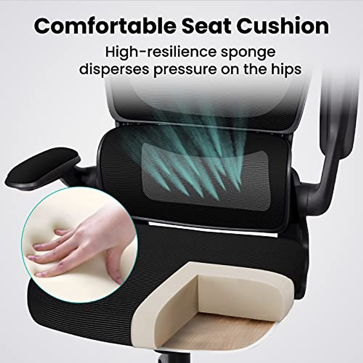 Razzor Office Chair, Ergonomic Desk Chair with Lumbar Support and Adjustable Armrests, Breathable Mesh Mid Back Computer Chair, Reclining Task Chair for Home Office