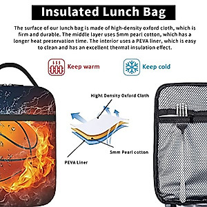 KAWOEEW Boys Lunch Box Kids,Basketball Girls Insulated Lunch Bag Reusable Work Lunch Tote Box Bag for Women Men and Adults