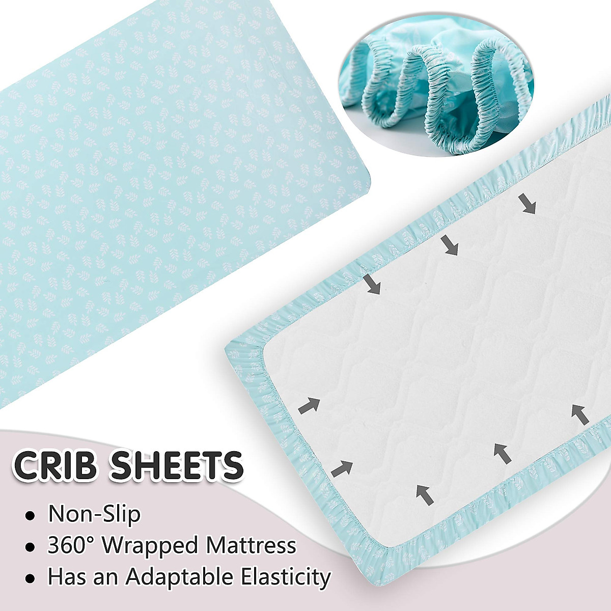 Honkaii 4Pcs Crib Bedding Sets for Boy, Zoo Baby Bedding Sets Neutral with Comforter Fitted Sheet Crib Skirt Blanket, Machine Washable, Suitable for 28 x 52 Inch Cribs,Nursery Bedding Set (Gray)