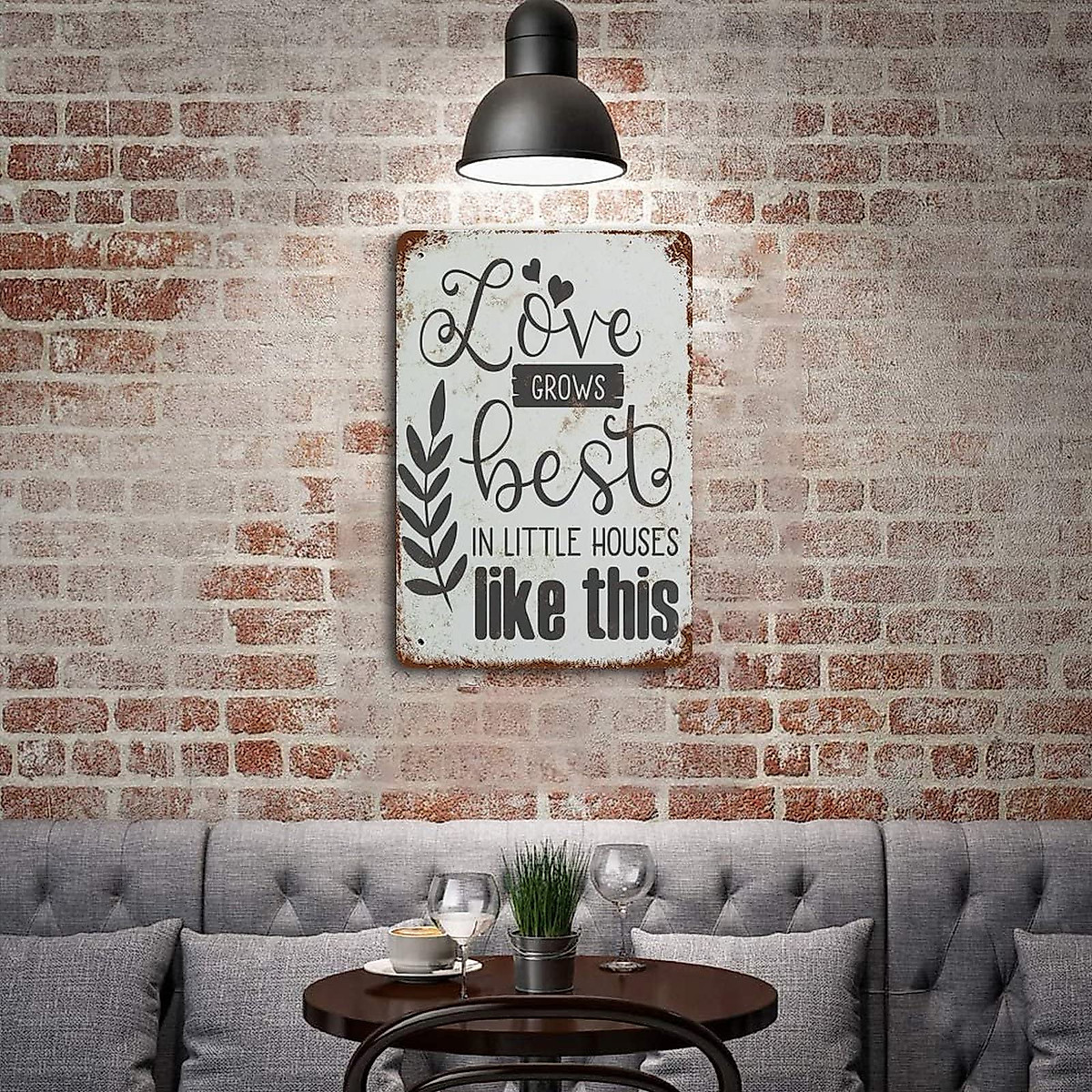 Love Grows Best in Little Houses Like This Retro Kitchen Wall Decor 12 X 8 Inches Tin Sign Wall Retro Metal Bar Pub Poster Metal 12 X 8