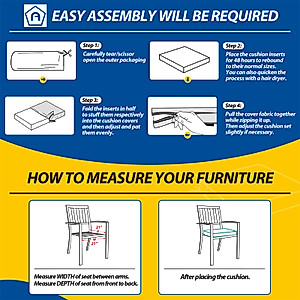 AAAAAcessories Outdoor Seat Cushions for Patio Furniture, Waterproof Replacement Patio Chair Cushions, Set of 2, 21 x 21 x 4 Inch, Navy Blue