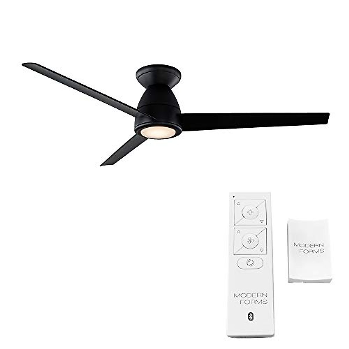 Tip Top Smart Indoor and Outdoor 3-Blade Flush Mount Ceiling Fan 52in Matte Black with 3000K LED Light Kit and Remote Control works with Alexa, Google Assistant, Samsung Things, and iOS or Android App