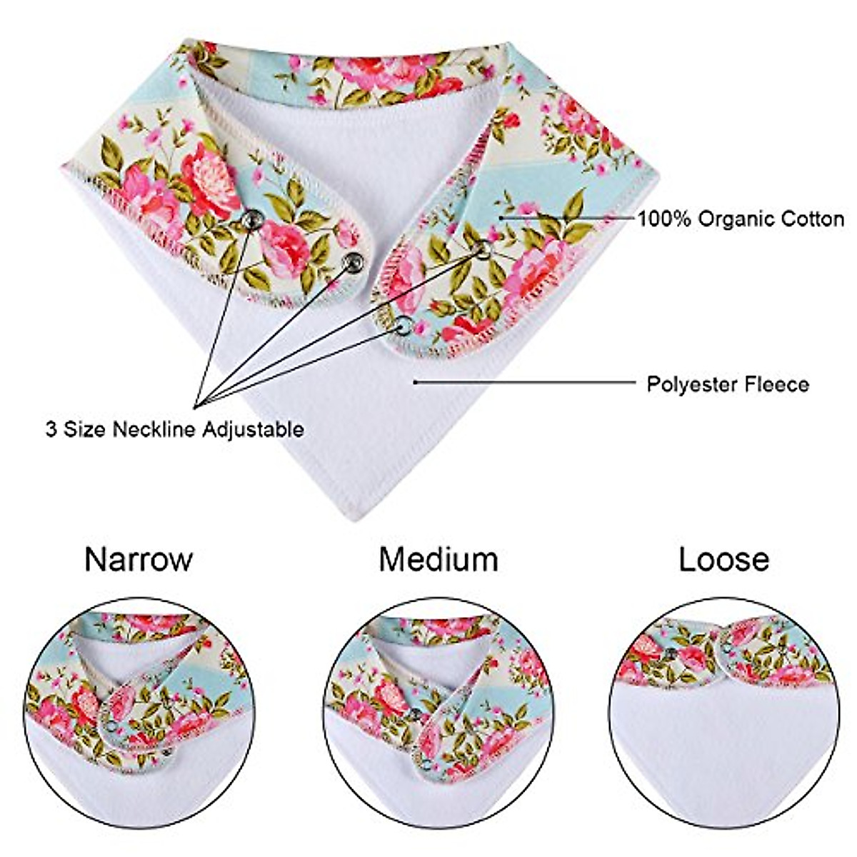 upsimples 10-Pack Baby Bandana Bibs Baby Girl Bibs for Drooling and Teething, Super Absorbent Bibs - Blossom Set