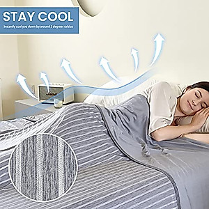 INGEROOM Cooling Blanket for Night Sweats Decorative - Stay Cool and Comfortable All Night Long, Cooling Blankets for Hot Sleepers,Lightweight Sofa Throw Blanket Grey Queen（90''x90''）