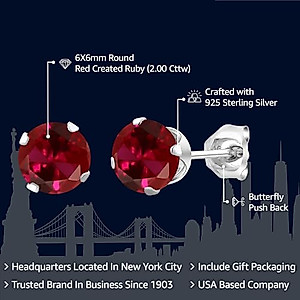Gem Stone King 925 Sterling Silver Round 6MM Gemstone Birthstone Stud Earrings For Women