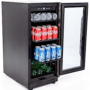 Avanti BCA3115S3S Beverage Cooler with Glass Door 72 Can Mini Refrigerator with Lock for Beer Soda Water Wine with Digital Temperature, 3.1 cu. ft, Black