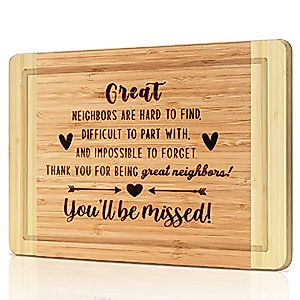 GevGuxLuo Thank You Gift for Neighbors -Housewarming Birthday Christmas Gift for Neighbors -Thank You for Being Great Neighbor -Charcuterie Bamboo Board -Engraved Cutting Board Decor Gift