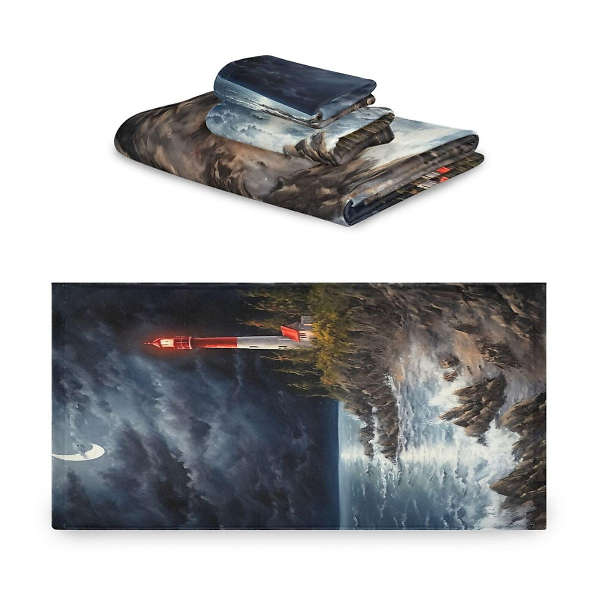 Flradish Lighthouse4 Towels 3 Pack Bath Towels for Bathroom Set Soft Cotton Highly Absorbent Lightweight & Quickdry Towel Set 1 Bath Towel,1 Hand Towel,1 Washclothe