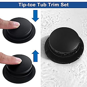 Anpean Brass Tip-Toe Tub Drain Kit with Basket Strainer and Single Hole Overflow Faceplate, Matte Black