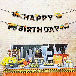 Construction Birthday Banner Dump Truck Party Decorations Pre-Assembled Builder Bulldozer Excavator Tank Truck Garland Supplies