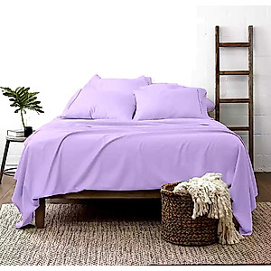 MGPS 100% Real Certified Organic Cotton Bedsheet Set, Full Size 6 Piece 800-Thread-Count Sheet Set, [1 Fitted + 1 Flat + 4 Pillowcases], Fits Mattress Upto 8" Deep Pocket - Lilac