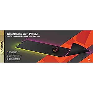 SteelSeries Gaming Mouse Pad 2 Zone RGB Illumination 9cm x 30cm x 0.4cm QcK Prism Cloth XL Black