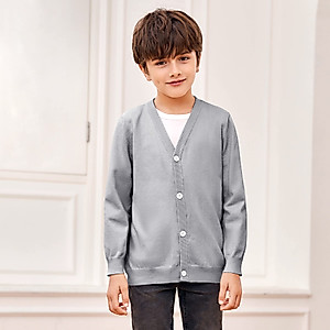 Baby Boys Girls V-Neck Cardigan Kids Button Up Long Sleeve Knitted Sweater Jacket for Infant Toddler